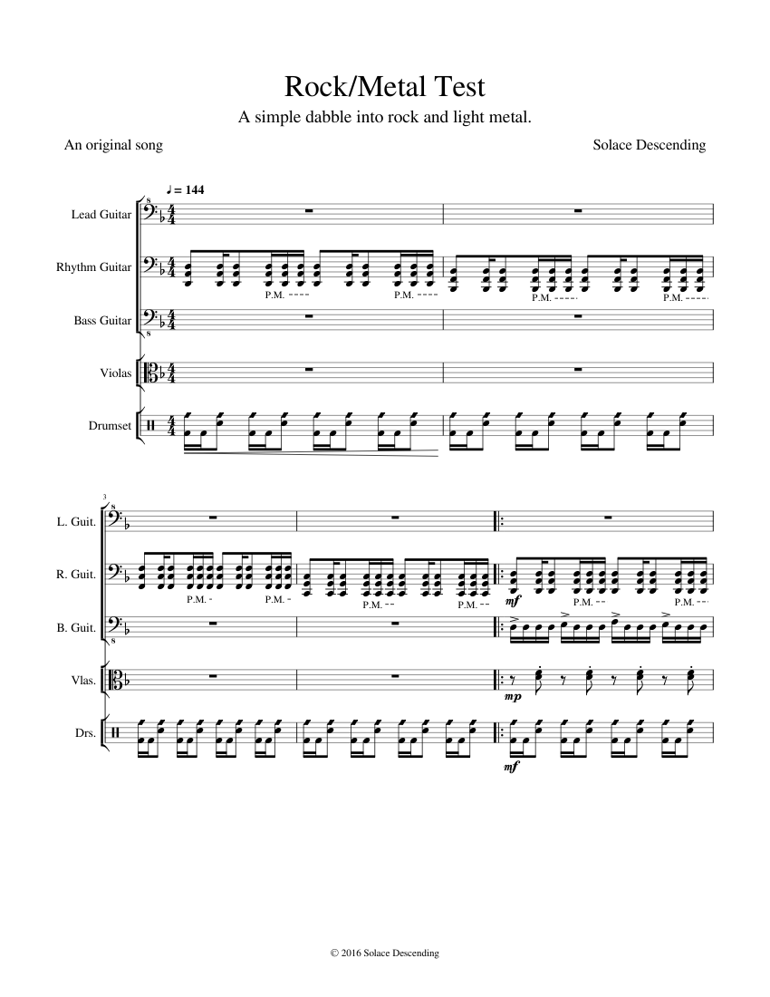 Rock/Metal Test Sheet music for Guitar, Bass, Strings, Percussion ...