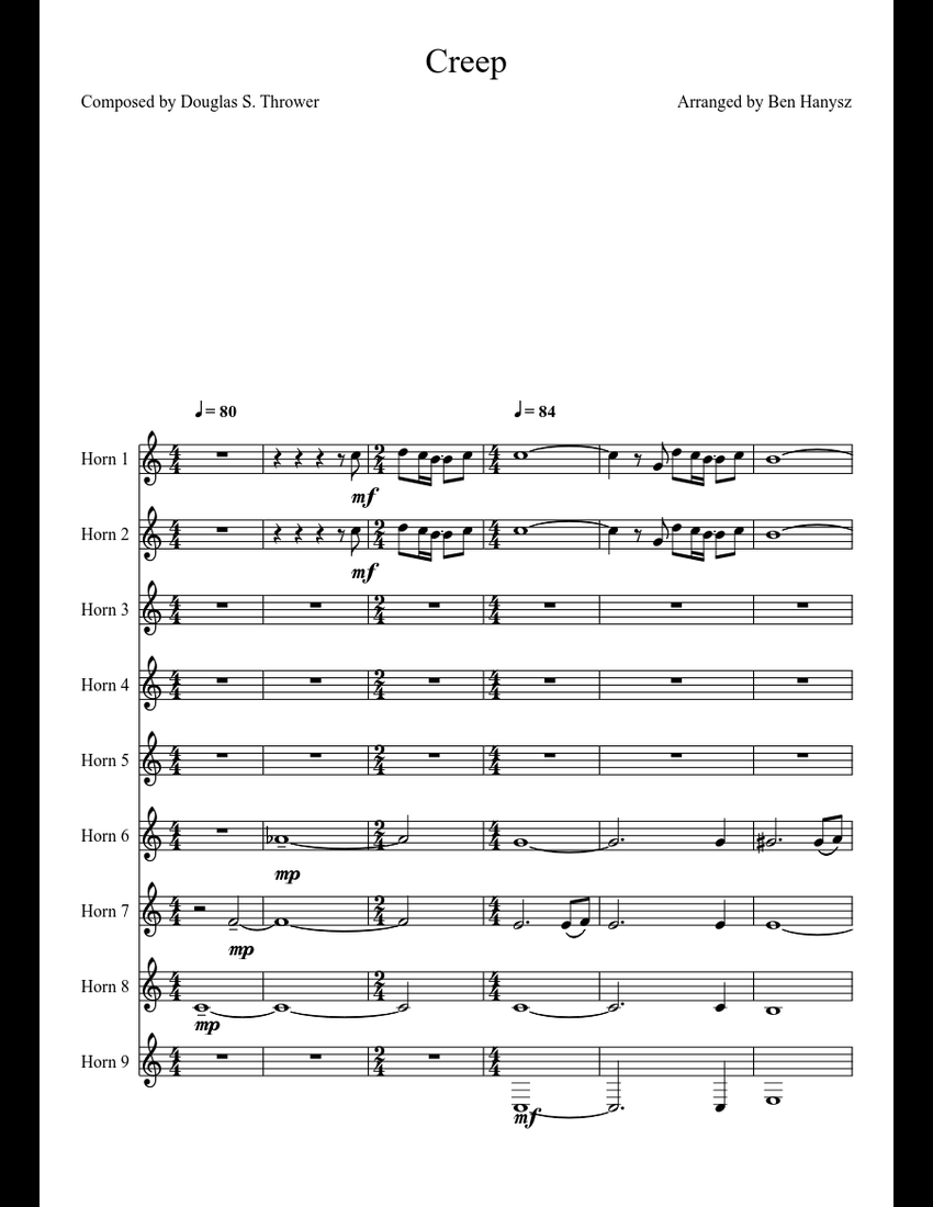 Creep sheet music download free in PDF or MIDI