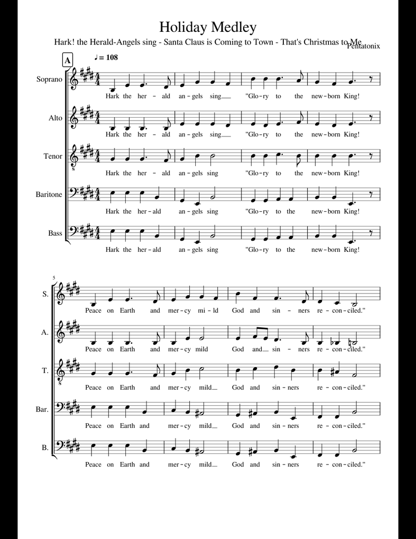 Holiday Medley sheet music for Voice download free in PDF or MIDI