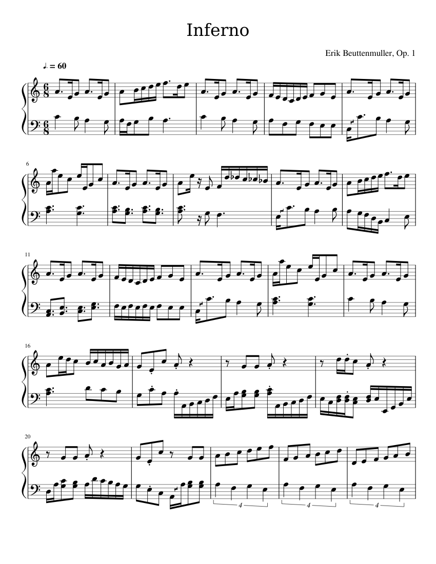 Inferno [WIP] Sheet music for Piano | Download free in PDF or MIDI ...