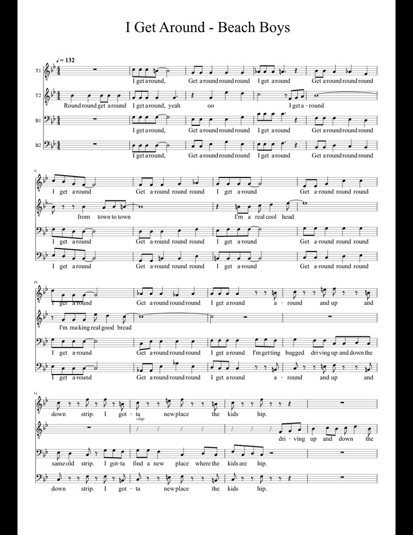 I Get Around - Beach Boys sheet music for Piano download free in PDF or ...