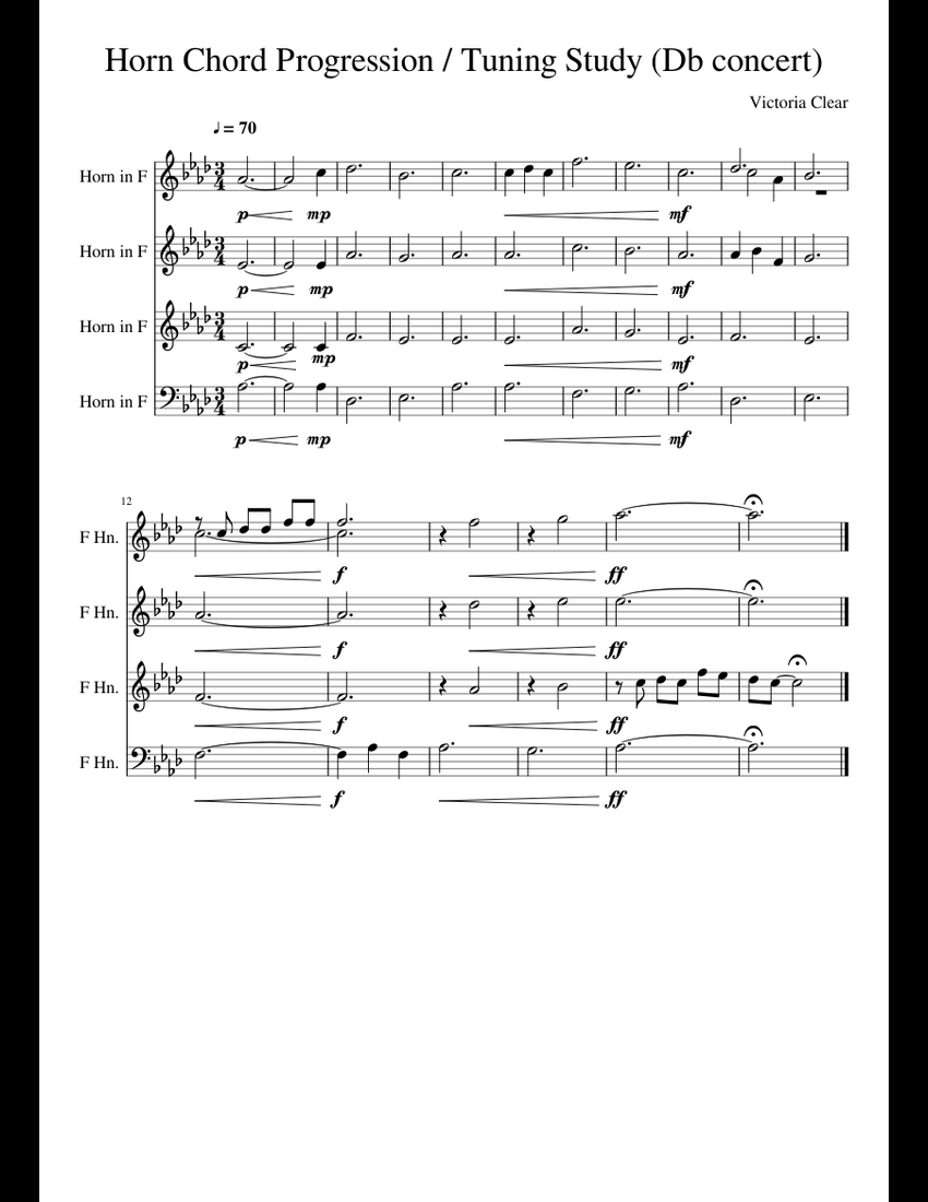 Chord Progression and Tuning Study (Horn) sheet music for French Horn ...