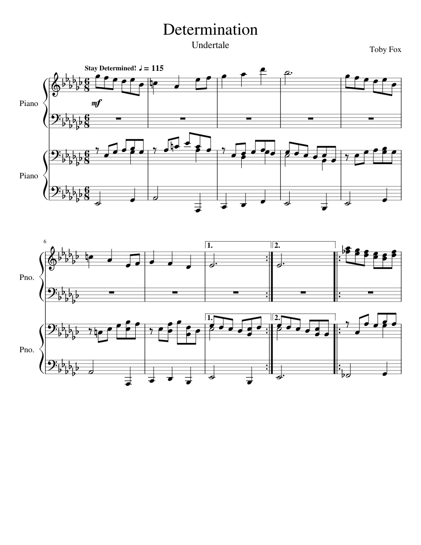 Determination Sheet music for Piano (Piano Duo) | Musescore.com