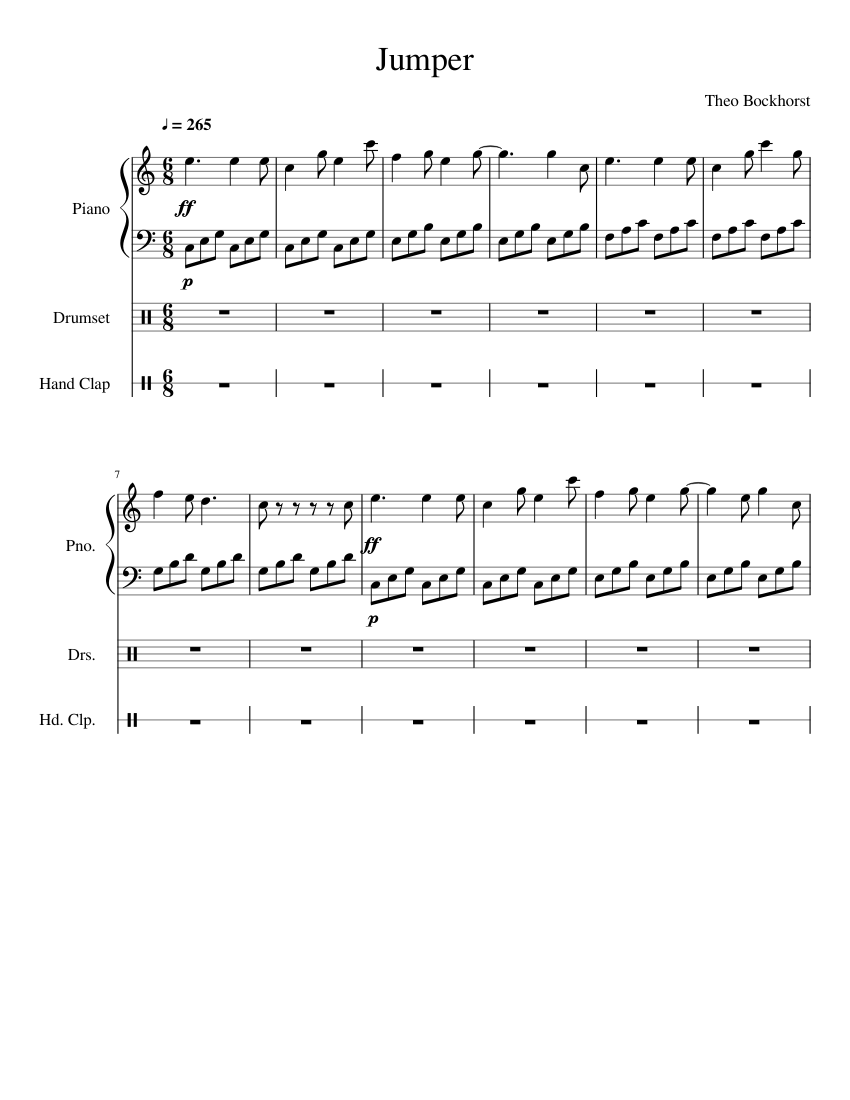 Jumper Sheet music for Piano, Percussion | Download free in PDF or MIDI ...
