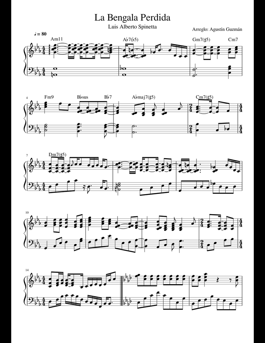 La Bengala Perdida sheet music for Piano download free in PDF or MIDI