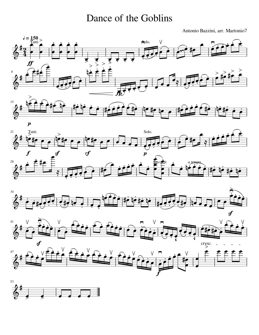 Dance of the Goblins sheet music for Violin download free in PDF or MIDI