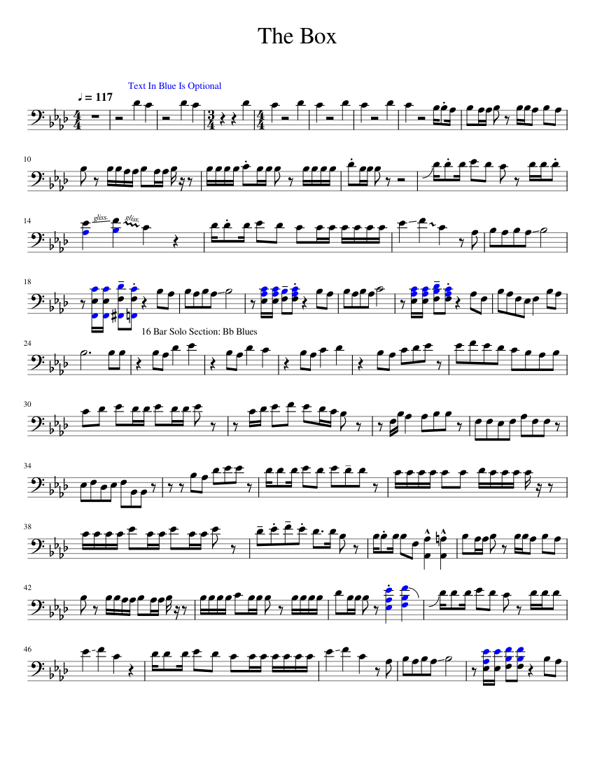The Box - Roddy Ricch Sheet music for Trombone (Solo) | Musescore.com