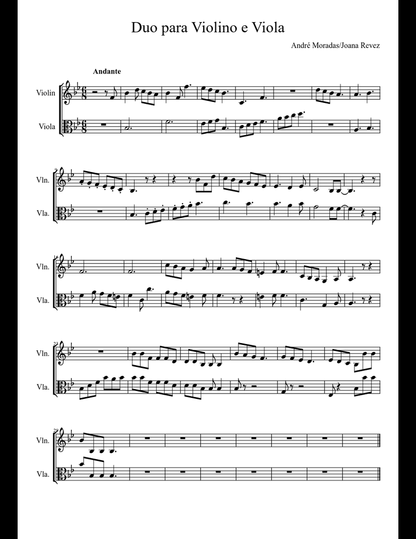 Violin and Viola duo sheet music download free in PDF or MIDI