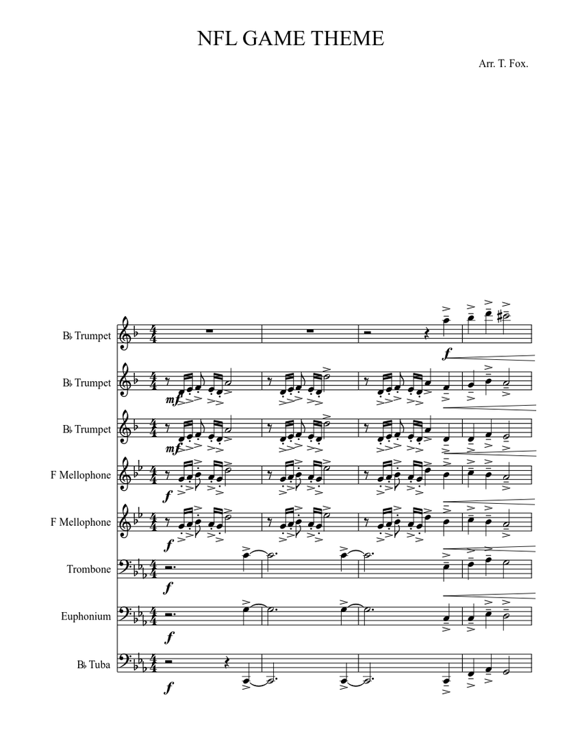 NFL Game Theme Sheet music | Download free in PDF or MIDI | Musescore.com