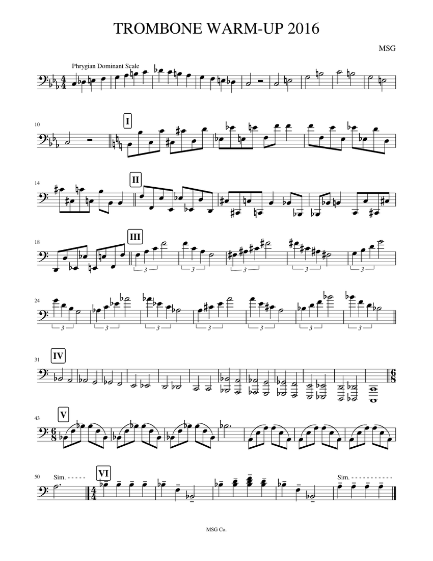 Low Brass Warm-Up Sheet music for Trombone | Download free in PDF or ...