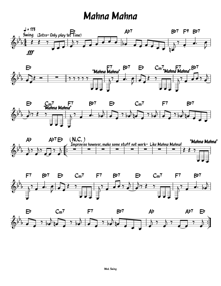 Mahna Mahna Lead Sheet sheet music for Piano download free in PDF or MIDI