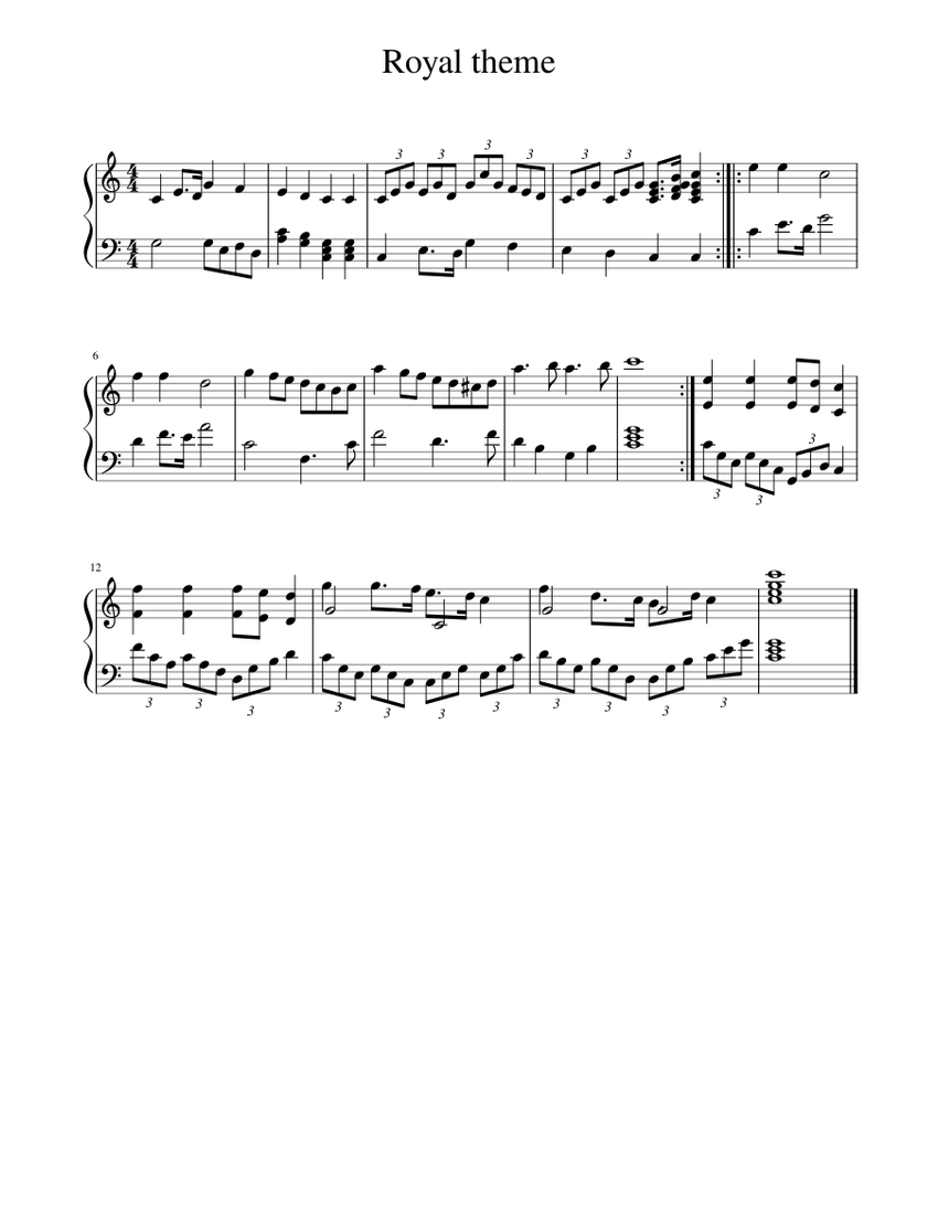Royal theme Sheet music for Piano | Download free in PDF or MIDI ...