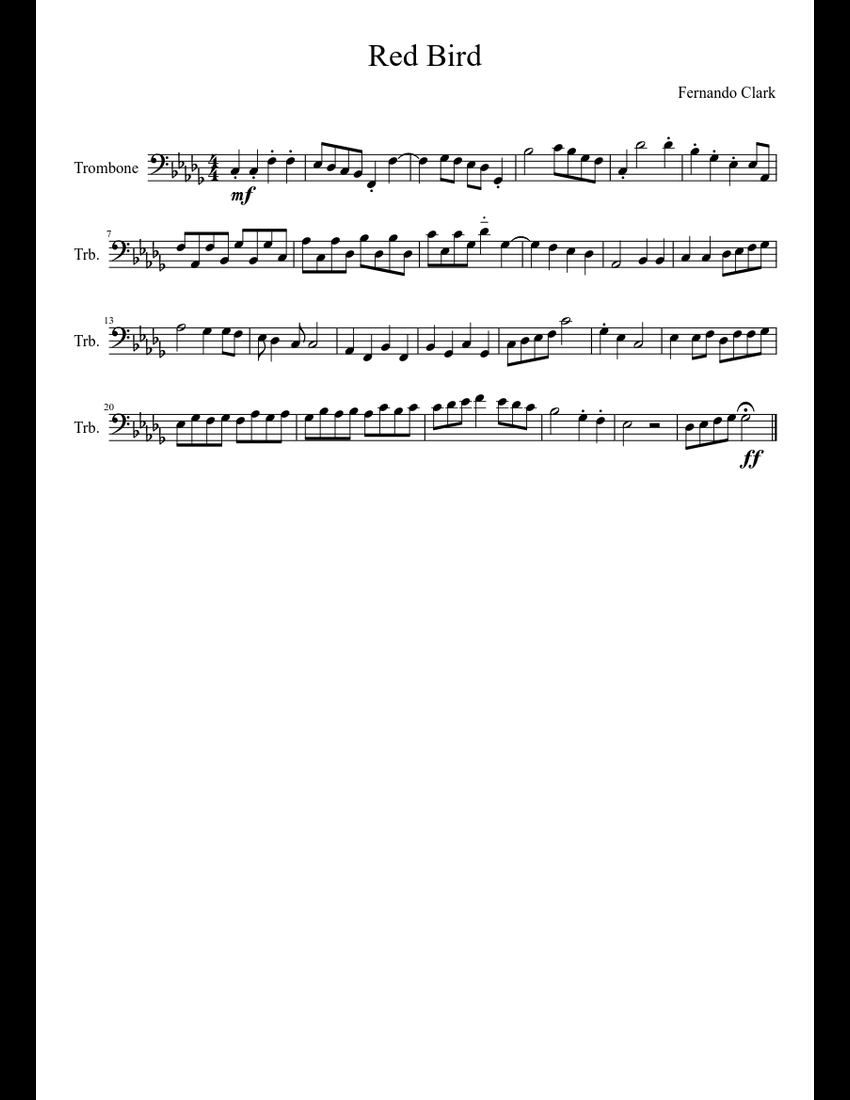 Red Bird sheet music for Trombone download free in PDF or MIDI