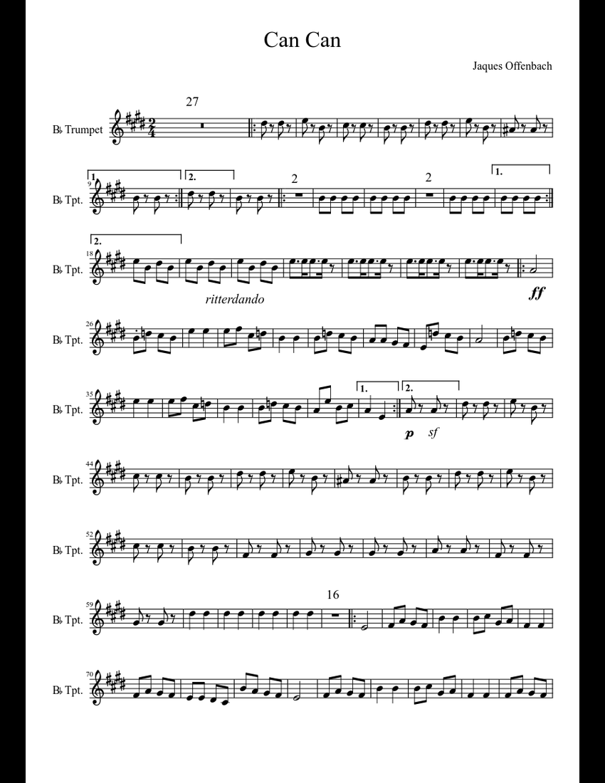 Can Can sheet music for Trumpet download free in PDF or MIDI