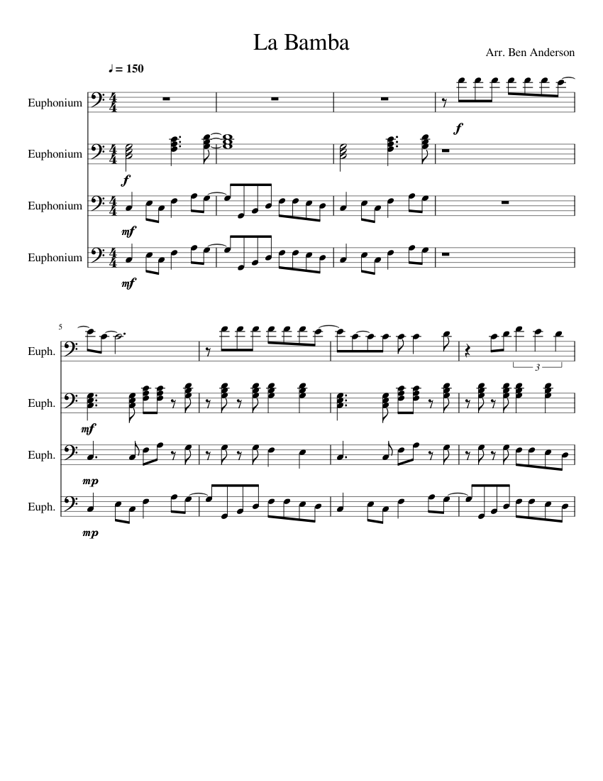 La Bamba Sheet music for Tuba | Download free in PDF or MIDI ...