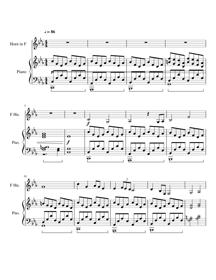 French Horn Solo Sheet music for Piano, French Horn (Solo) | Musescore.com