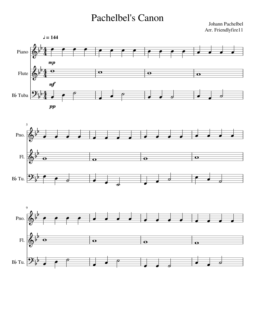 Pachelbel's Canon Sheet music | Download free in PDF or MIDI ...