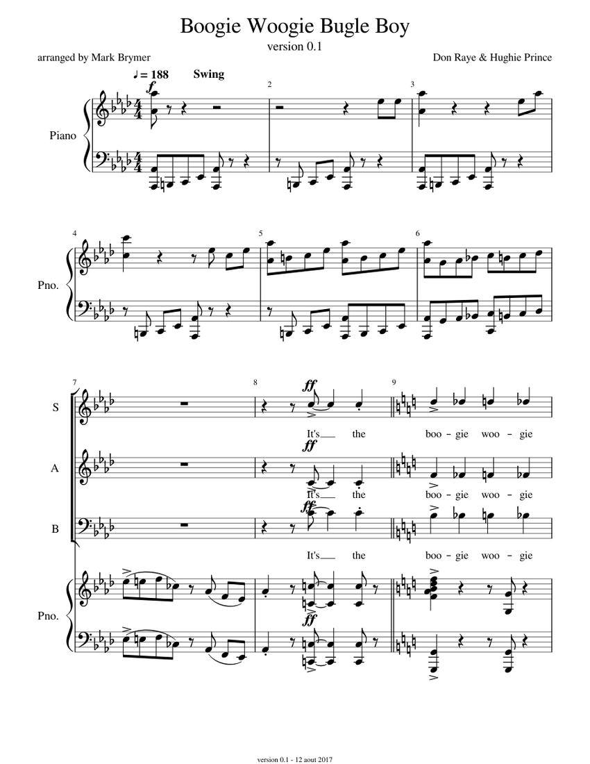 Boogie Woogie Bugle Boy Sheet music for Piano (Mixed Quartet) | Musescore.com