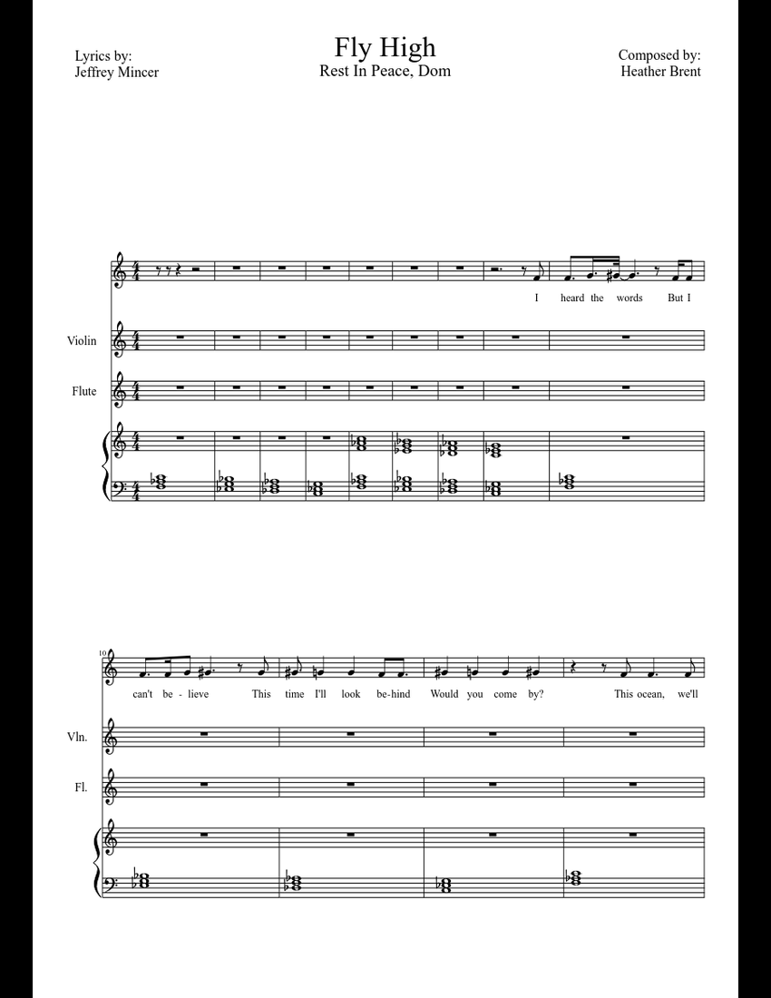 Fly High sheet music for Piano, Voice download free in PDF or MIDI