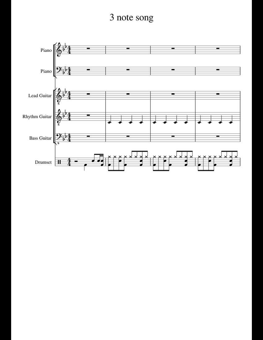 3 note song sheet music download free in PDF or MIDI