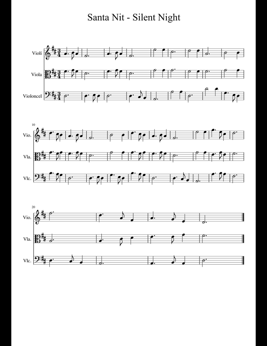 Santa Nit - Silent Night - trio sheet music download free in PDF or MIDI