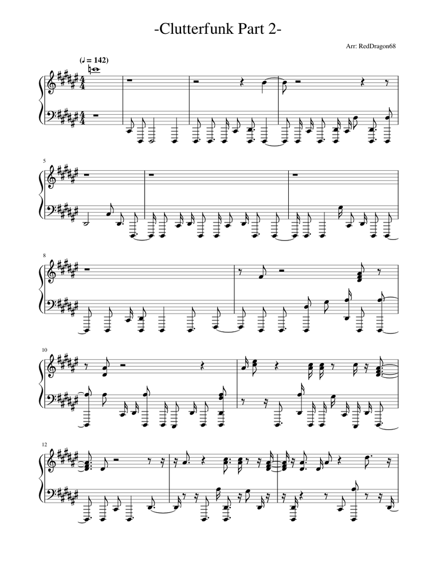 Clutterfunk Part 2 -Waterflame Sheet music for Piano | Download free in PDF or MIDI | Musescore.com