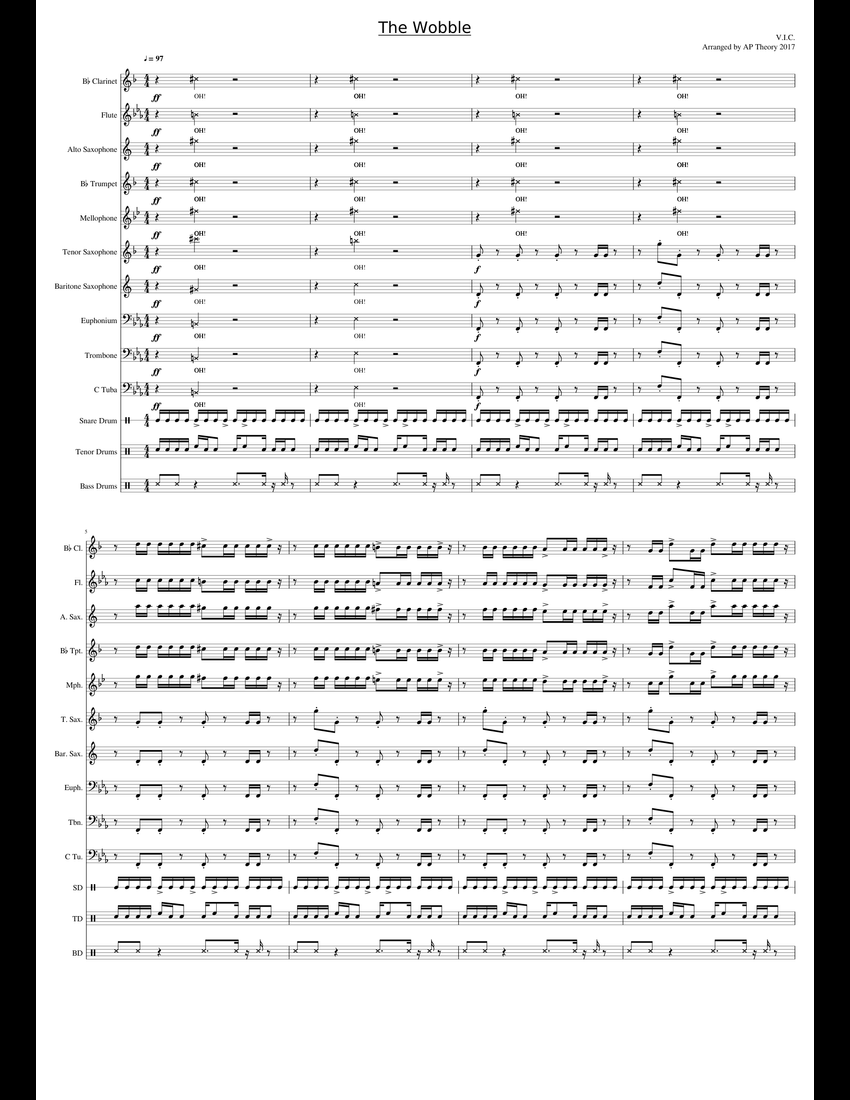 The Wobble sheet music for Clarinet, Flute, Alto Saxophone, Trumpet ...