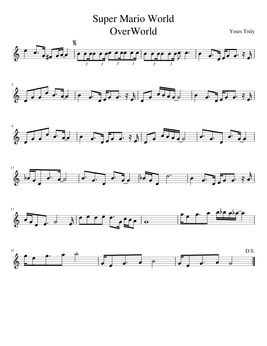 Super Mario World Overworld Sheet music for Clarinet | Download free in ...