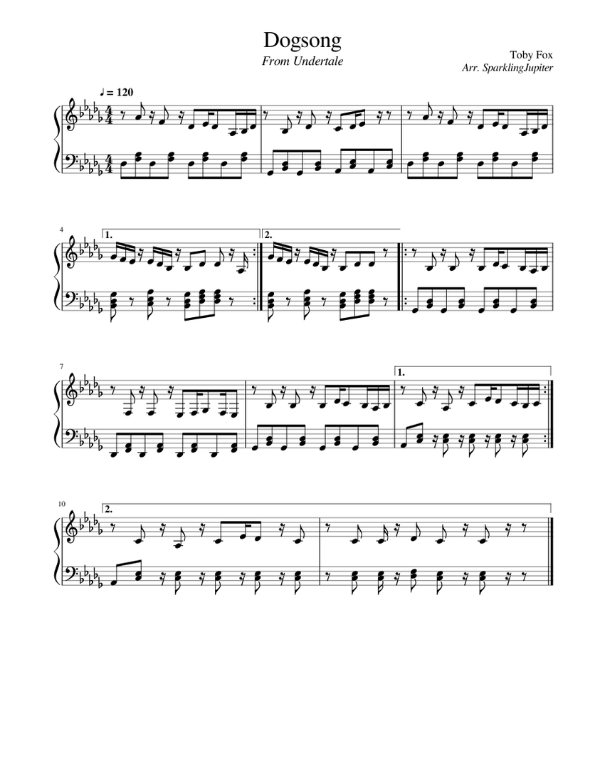 Dogsong - Undertale Sheet music for Piano (Solo) | Musescore.com