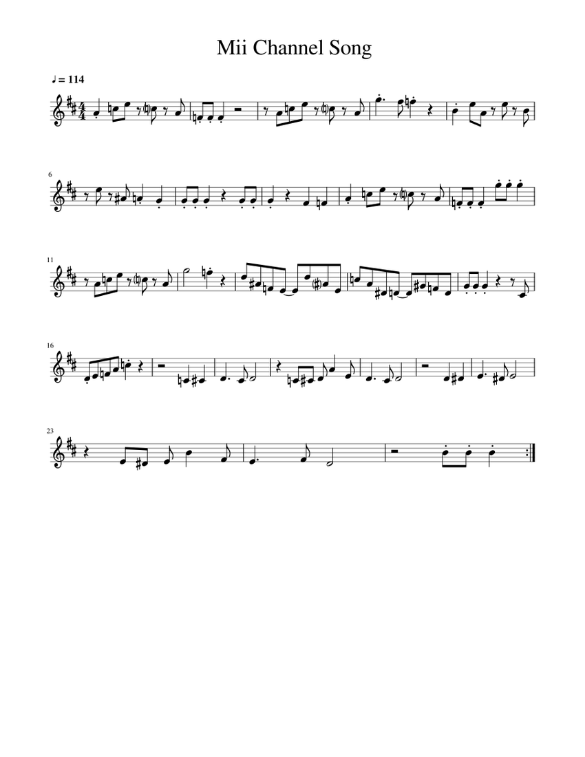 Mii Channel song Sheet music for Flute | Download free in PDF or MIDI ...