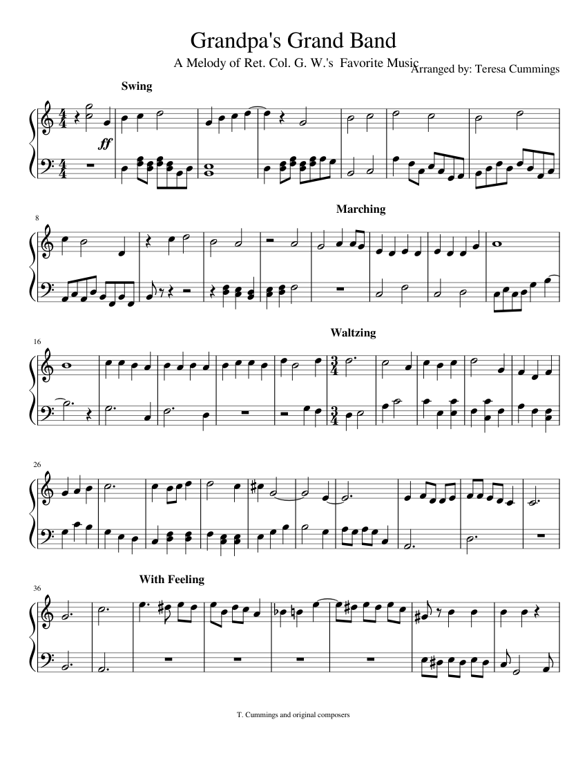GrandPa's Grand Band Medley (Piano Arrangement) Sheet music for Piano ...