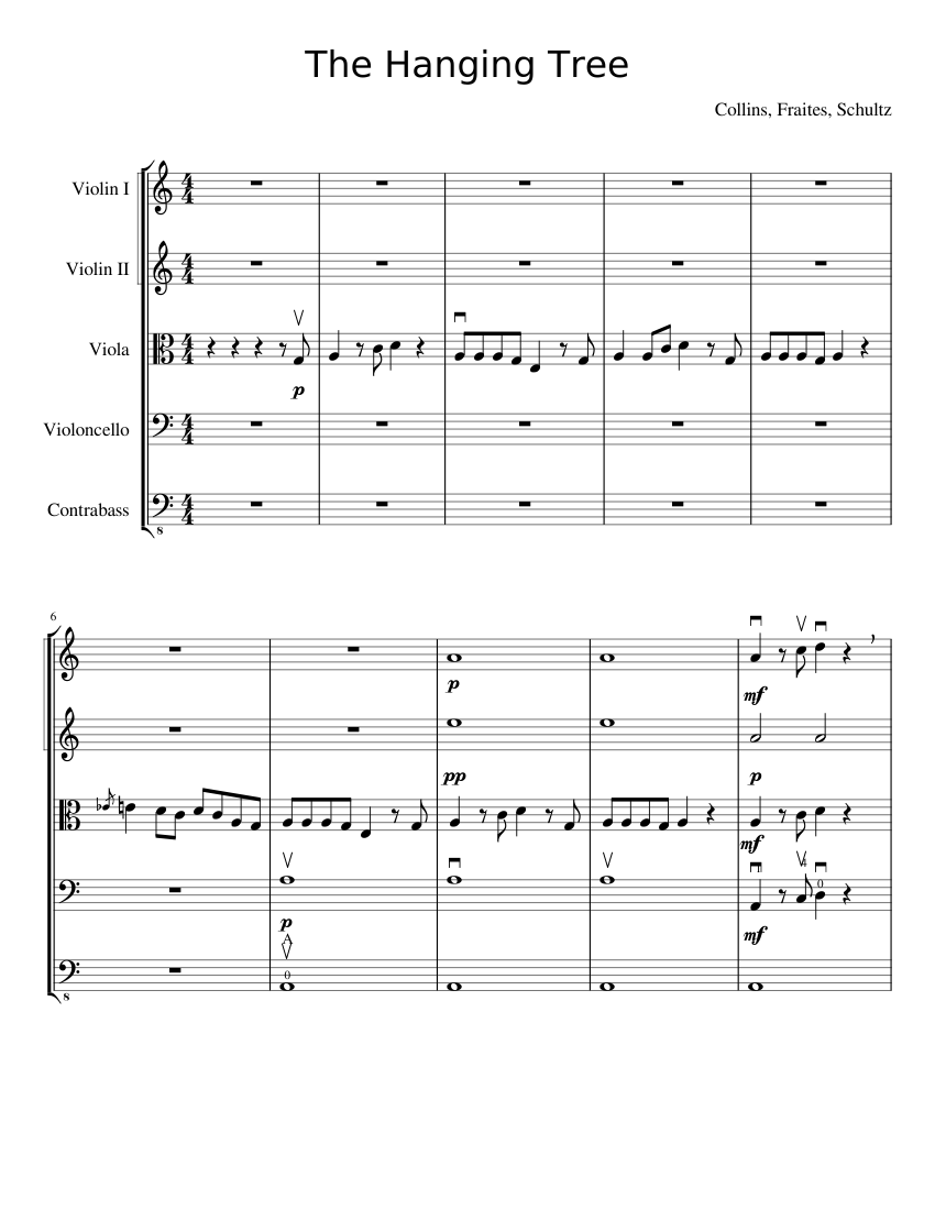 The Hanging Tree Sheet music for Violin, Cello, Viola, Contrabass ...