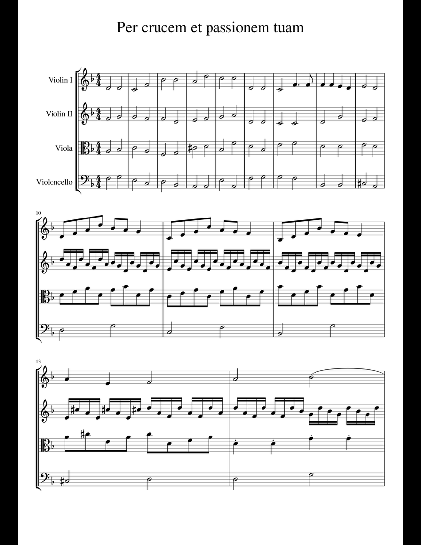 Per crucem et passionem tuam sheet music for Violin, Viola, Cello ...
