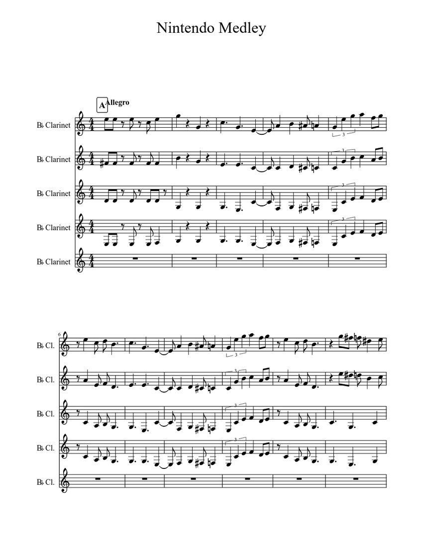 Nintendo Medley Sheet music for Clarinet | Download free in PDF or MIDI ...