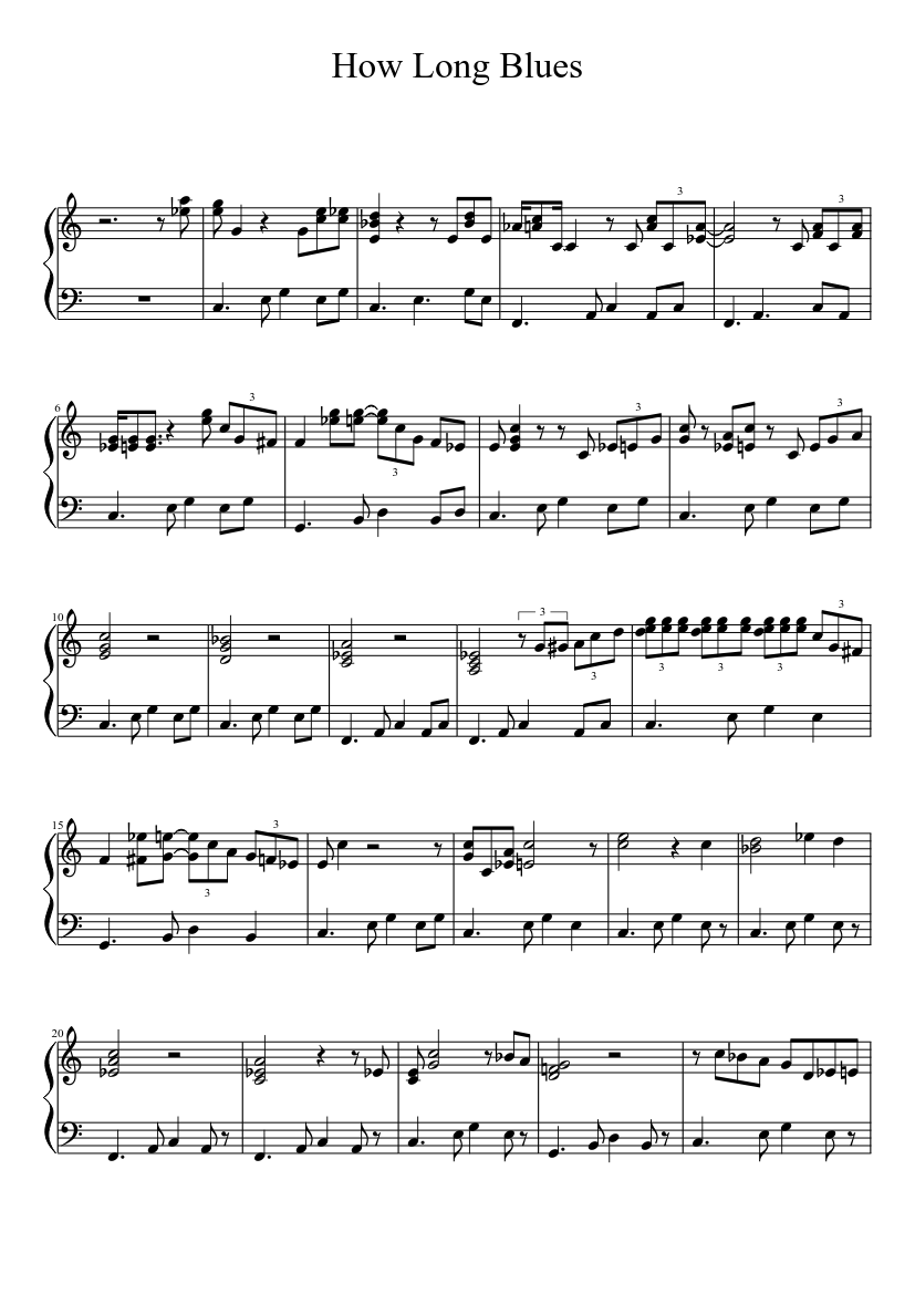 How long blues sheet music for Piano download free in PDF or MIDI