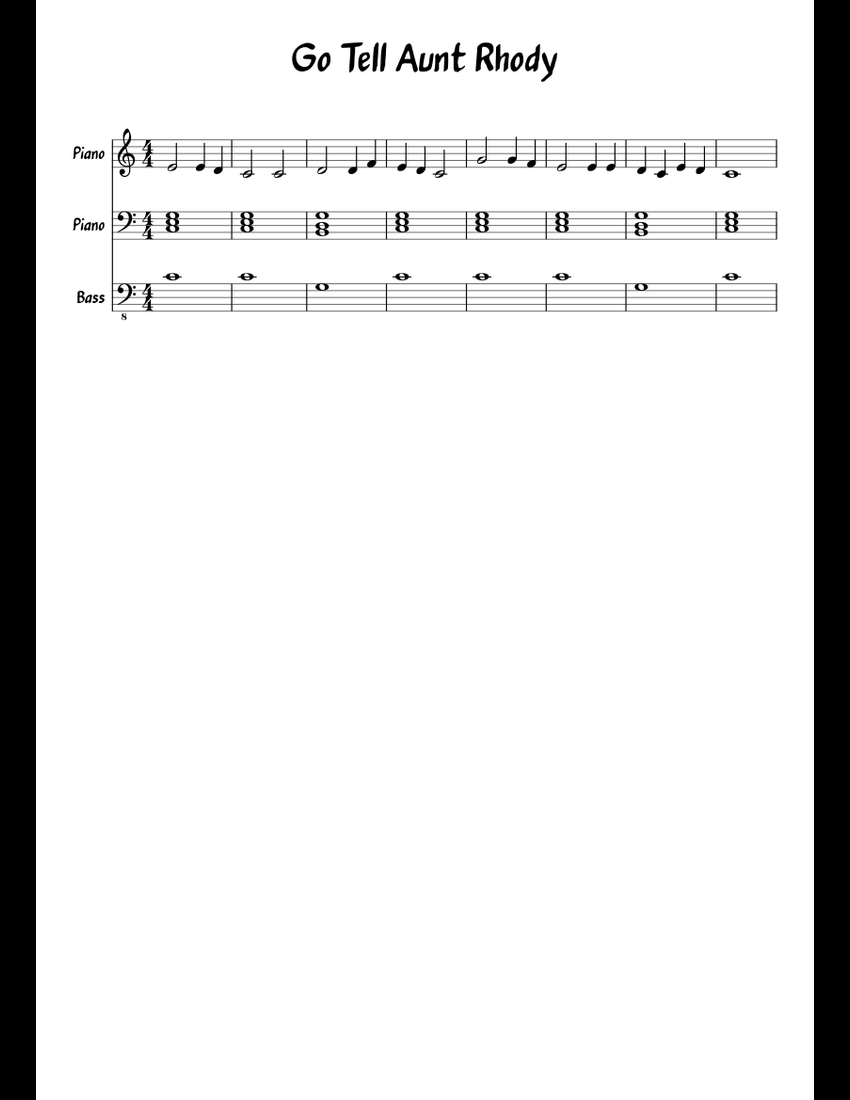 Go tell Aunt Rhody sheet music for Piano, Bass download free in PDF or MIDI