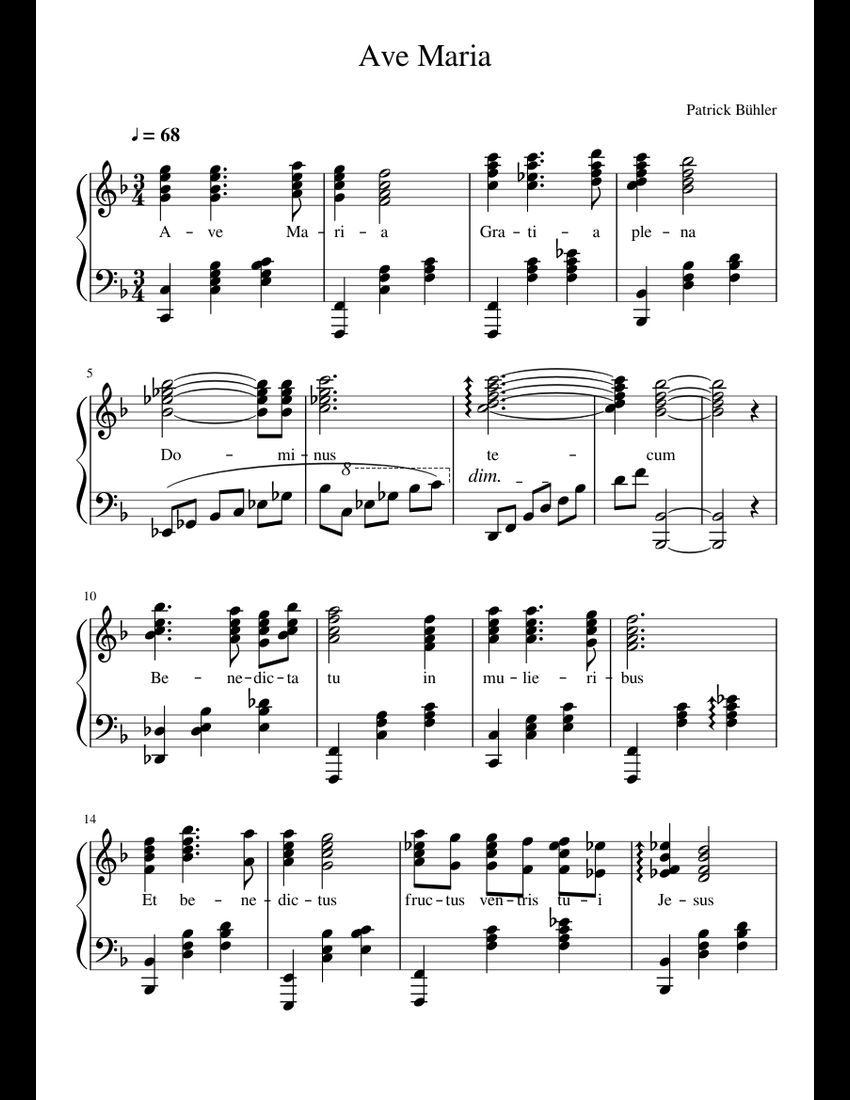 Ave Maria sheet music for Piano download free in PDF or MIDI