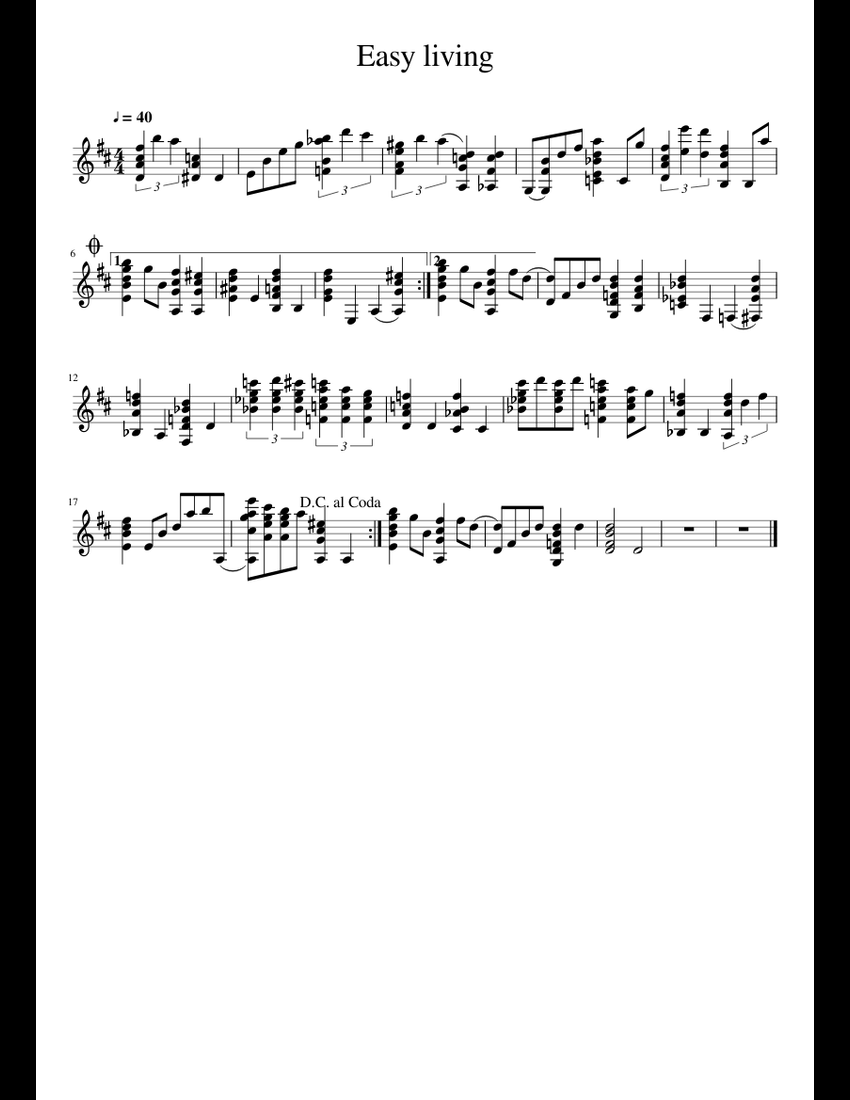Easy living sheet music for Piano download free in PDF or MIDI