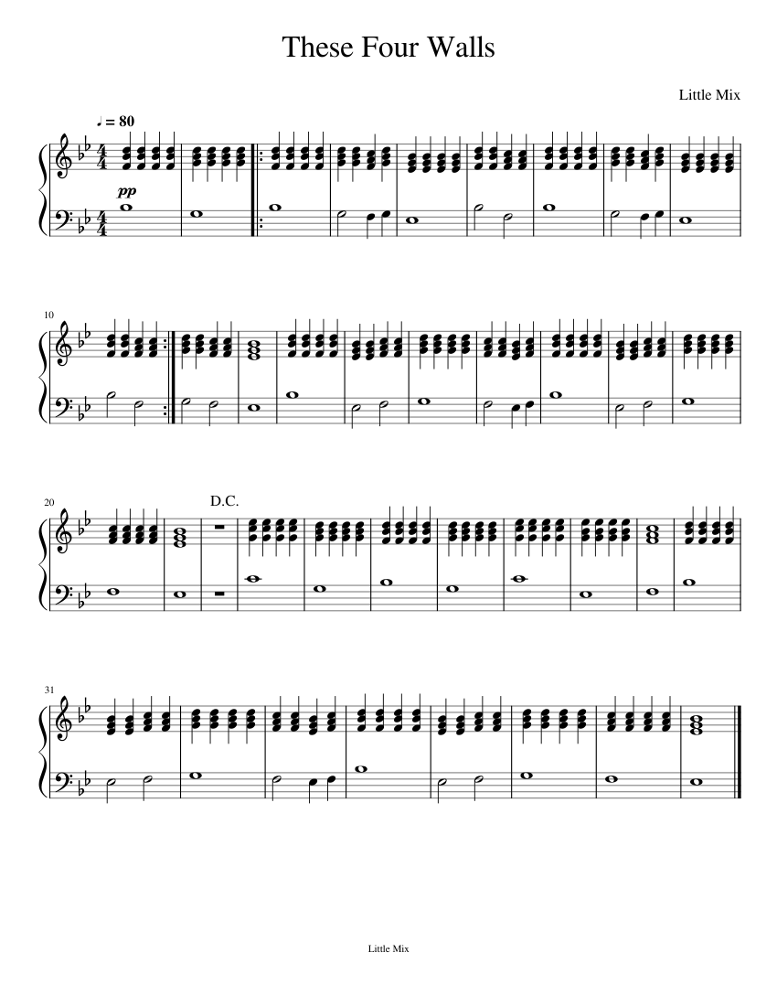 These Four Walls Sheet music for Piano (Solo) | Musescore.com