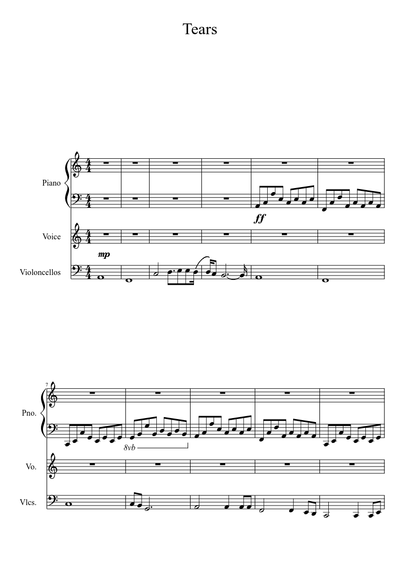 Tears sheet music for Piano, Voice, Strings download free in PDF or MIDI