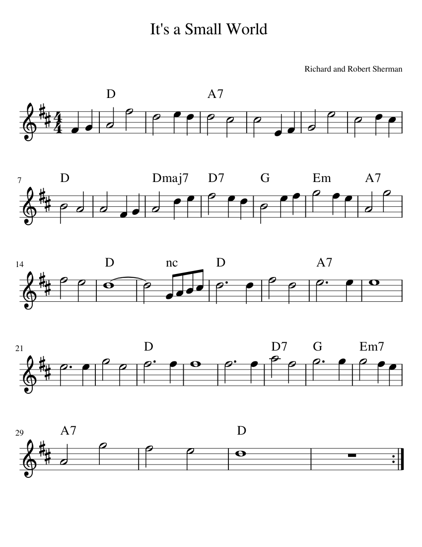 It's a Small World Sheet music for Guitar | Download free in PDF or ...