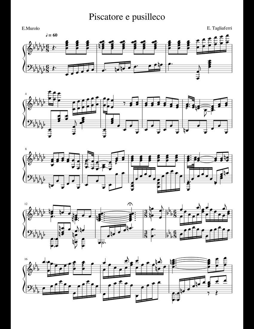 Piscatore e pusilleco sheet music for Piano download free in PDF or MIDI