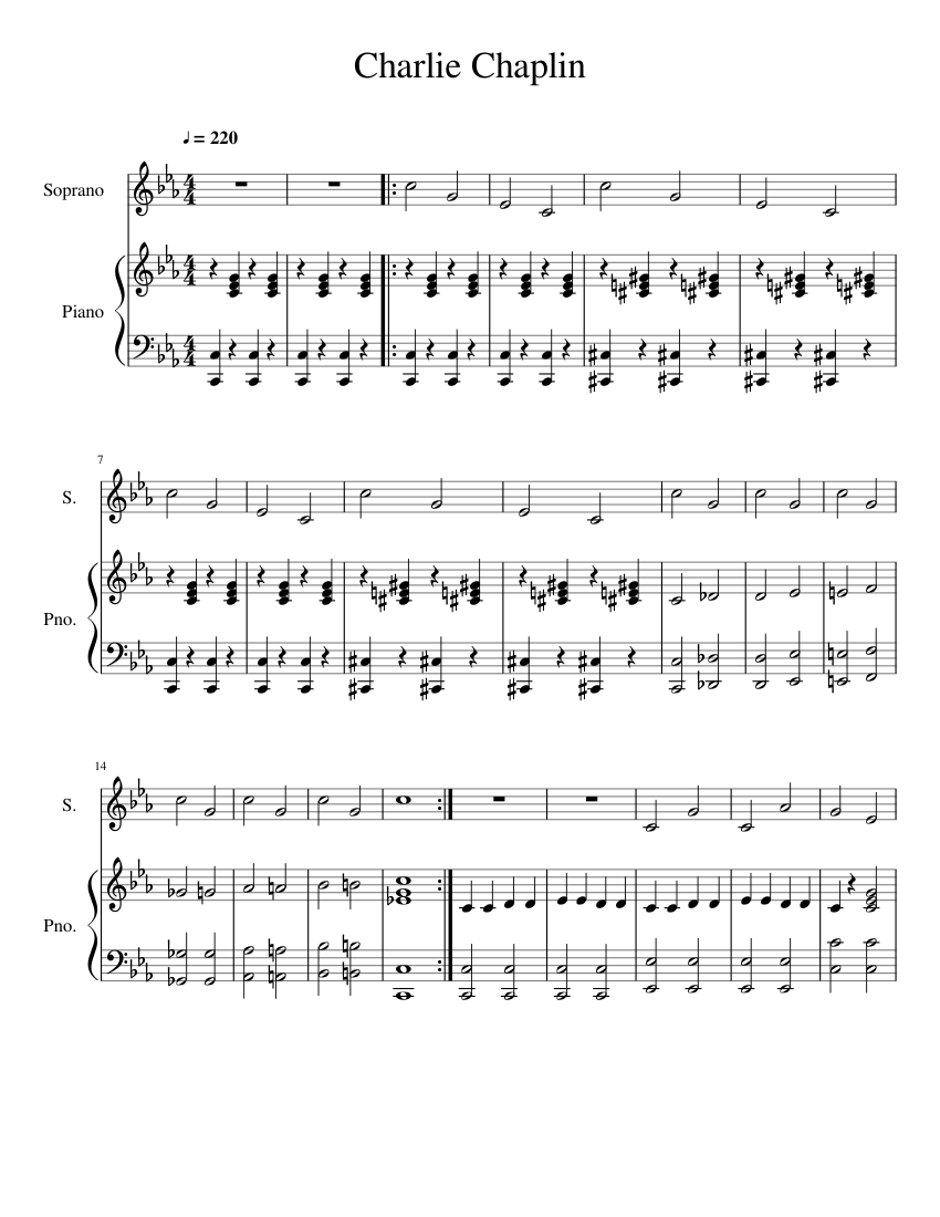 Charlie Chaplin Sheet music for Piano, Voice, Trumpet | Download free ...