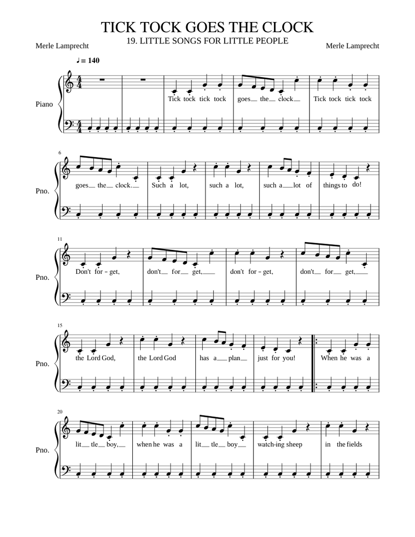 TICK TOCK GOES THE CLOCK Sheet music for Piano (Solo) | Musescore.com