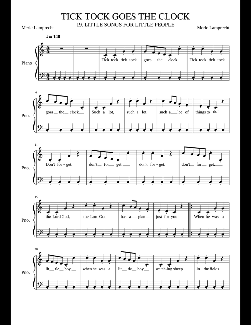 TICK TOCK GOES THE CLOCK sheet music for Piano download free in PDF or MIDI