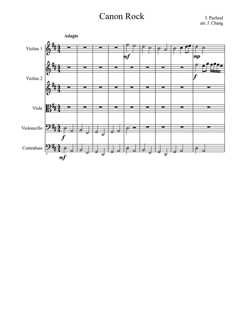 Canon Rock Sheet music for Strings, Viola, Cello, Contrabass | Download free in PDF or MIDI ...