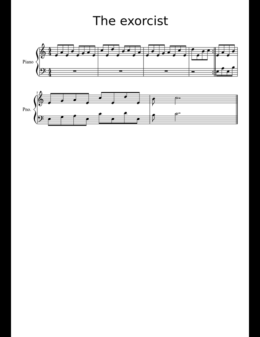 The exorcist sheet music download free in PDF or MIDI