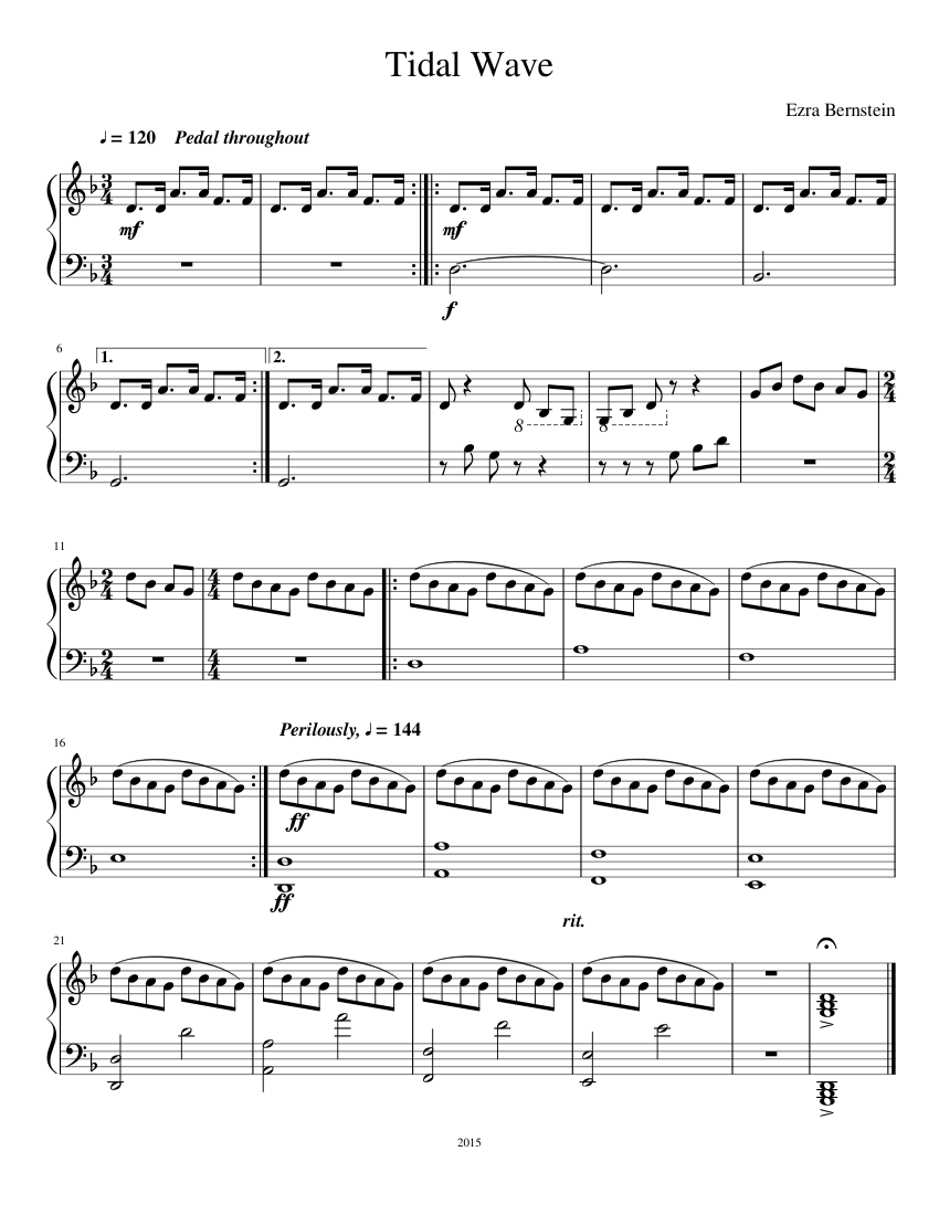 Tidal Wave Sheet music for Piano | Download free in PDF or MIDI ...