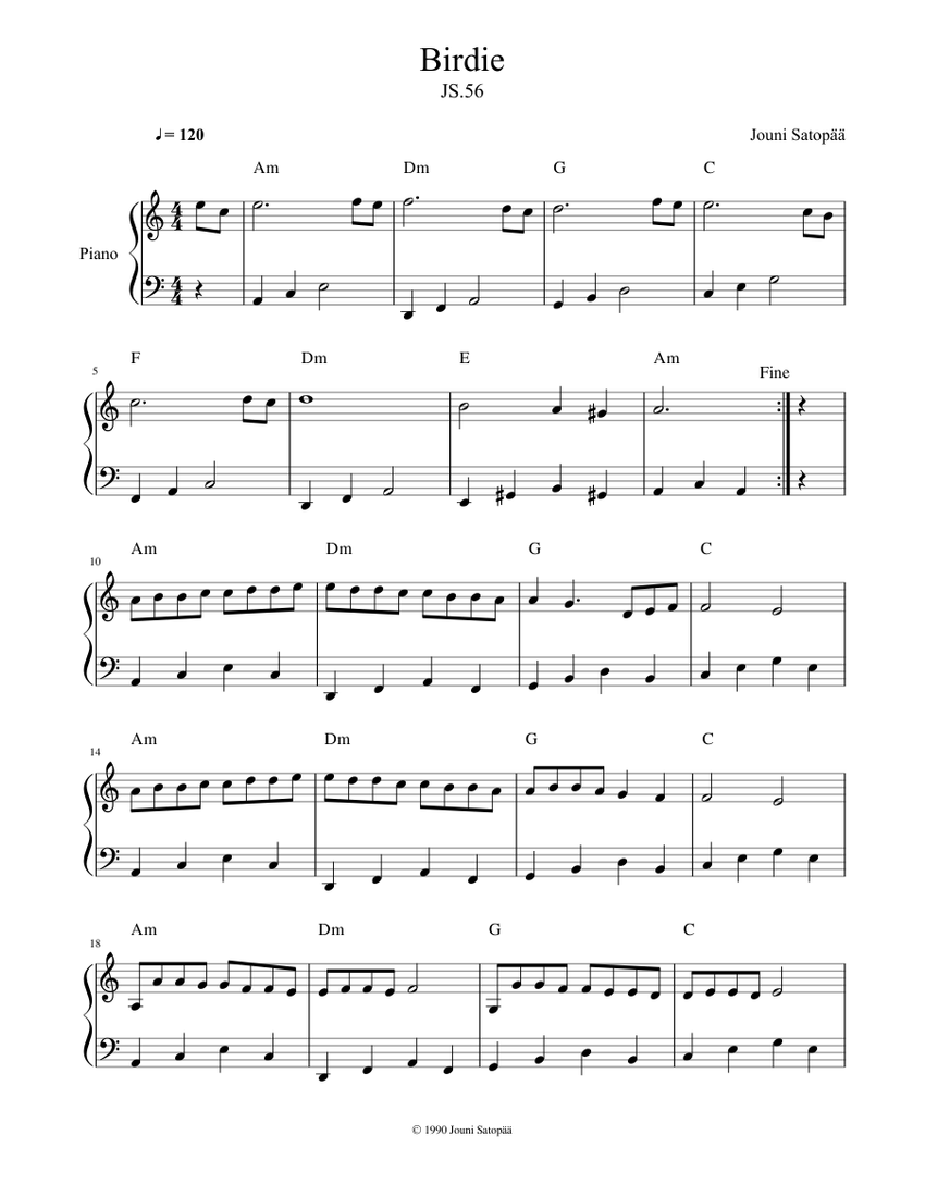 Birdie Sheet music for Piano (Solo) | Musescore.com