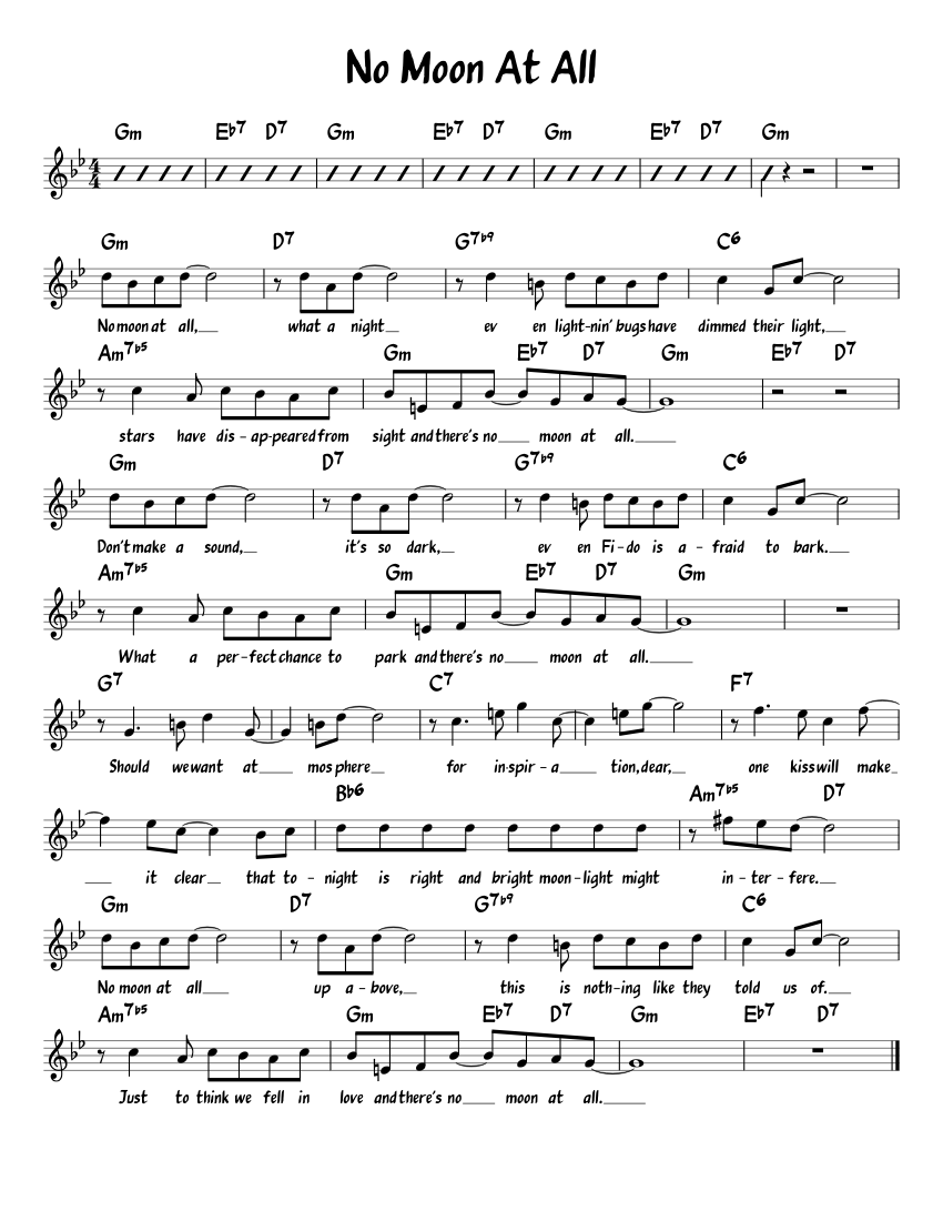 No Moon At All sheet music for Piano download free in PDF or MIDI